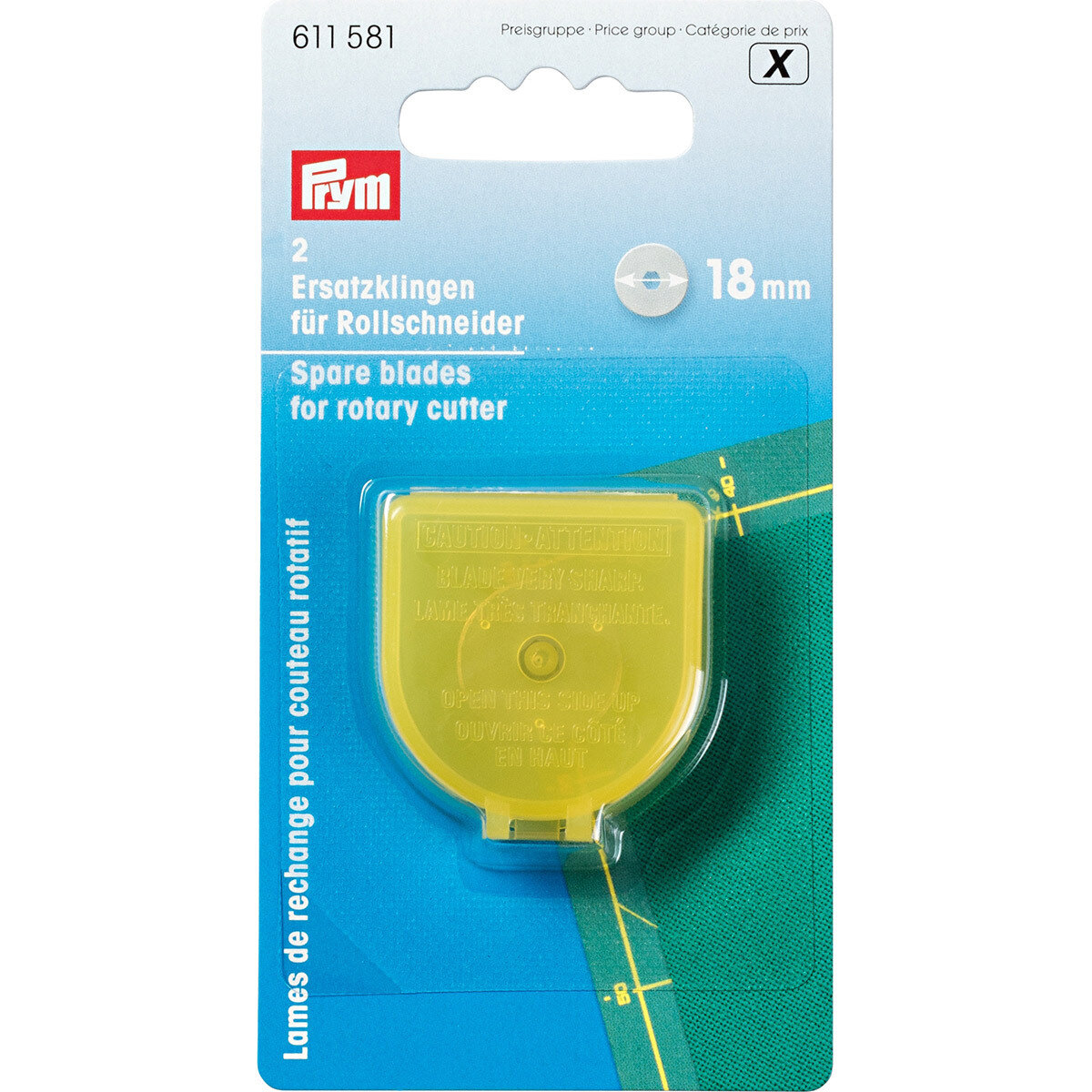 Лезвия сменные для раскройного ножа "PRYM" 611581 нержавеющая сталь d 18 мм 2 шт в блистере .