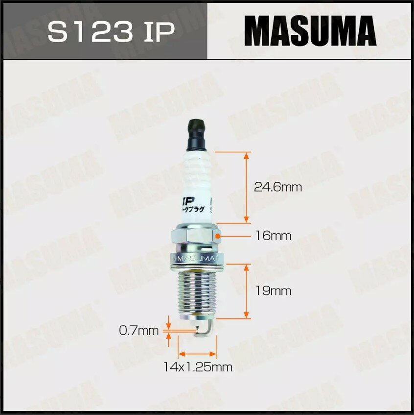 Свеча зажигания Masuma S123IP Iridium + Platinum (SIFR6B7G) Haval F7, H9 2.0