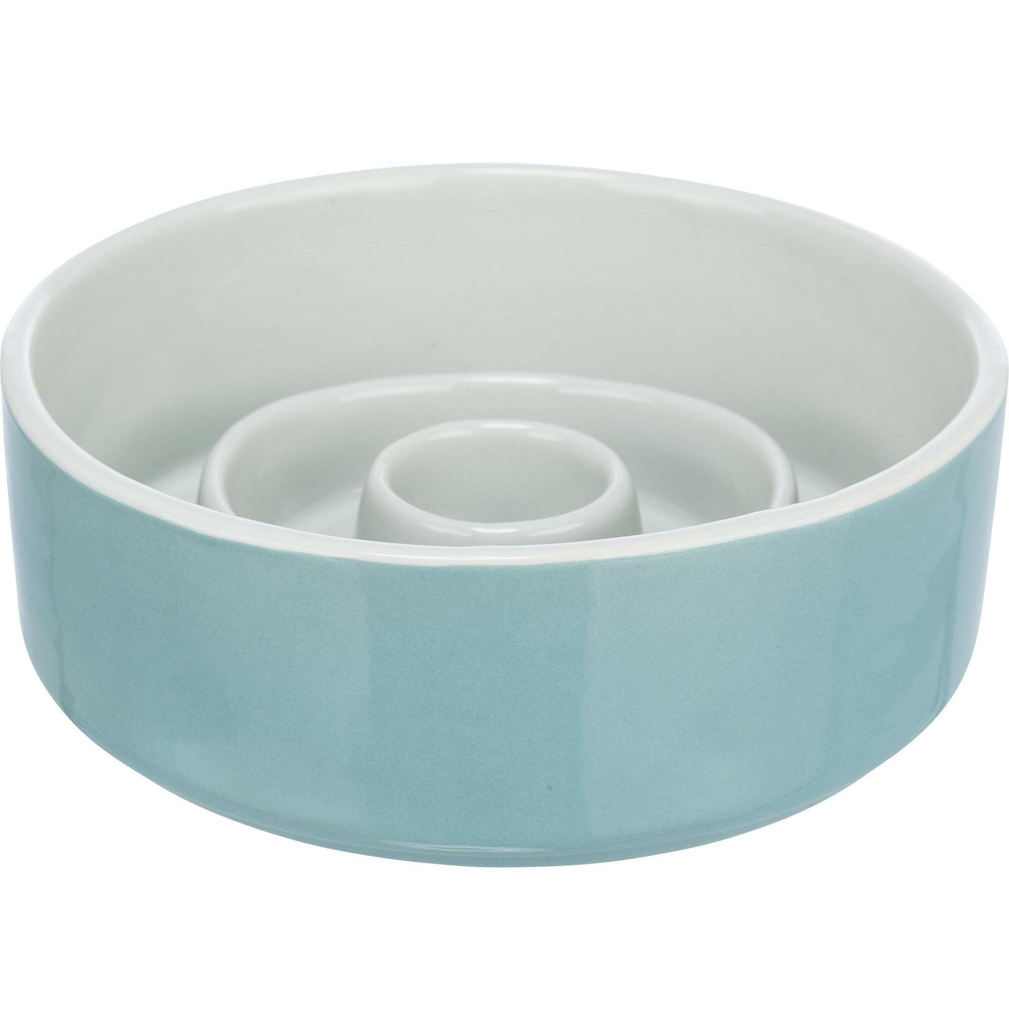 Миска керамическая для медленного кормления,0,45л/ 14см, серый/св-серый, Trixie