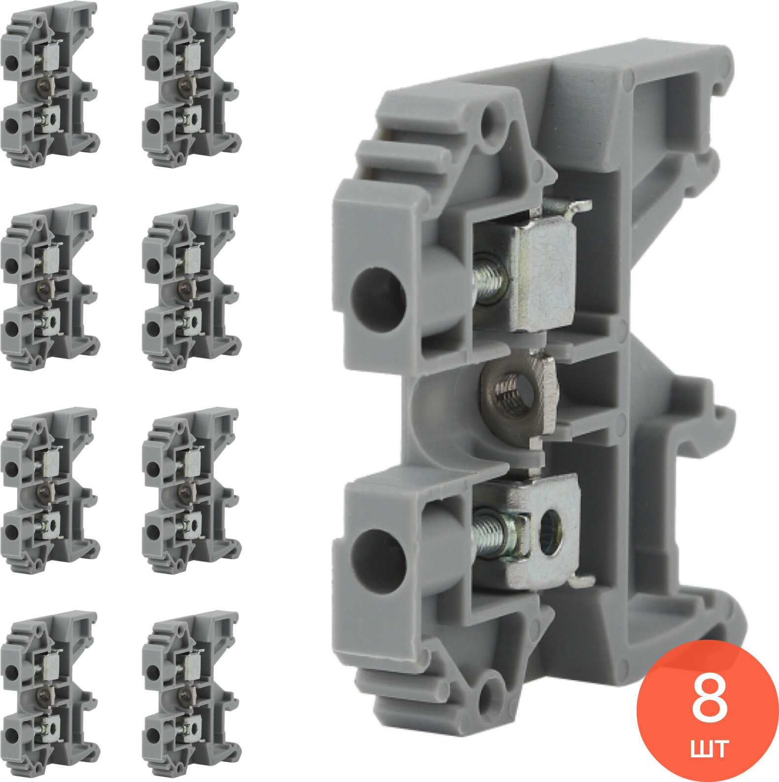 Клемма для проводов ЭРА NO-223-66, полиамид, серый, 58×48мм, 1шт. / зажим (комплект из 8 шт)