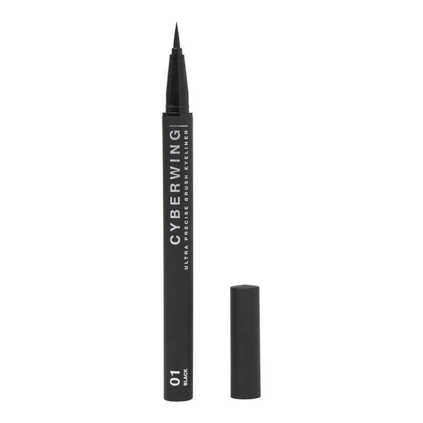 Подводка для глаз INFLUENCE BEAUTY CYBERWING с кистью ультратонкая тон 01 Black