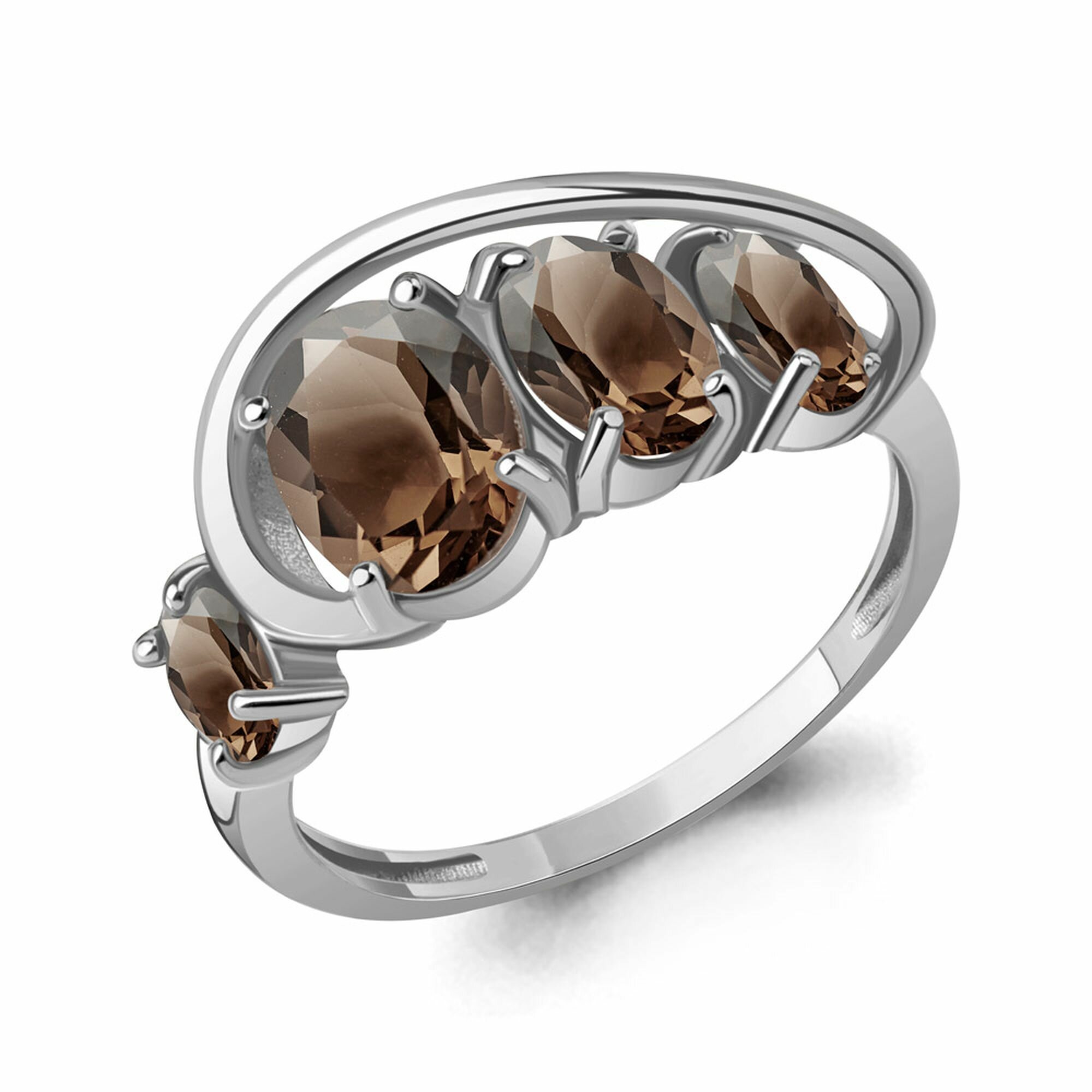 Кольцо тонкое, серебро, 925 проба, родирование, кварц