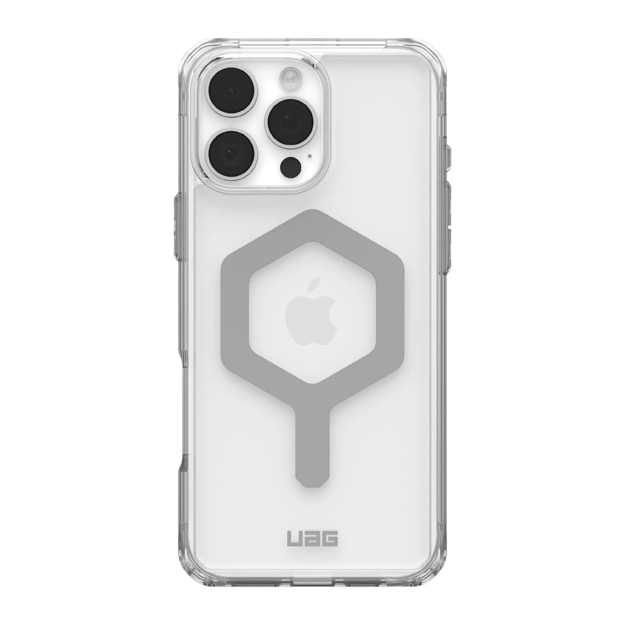 Защитный гибридный чехол с поддержкой MagSafe UAG Plyo для iPhone 16 Pro Max («Прозрачный лёд»/«Серебро» | Ice/Silver)