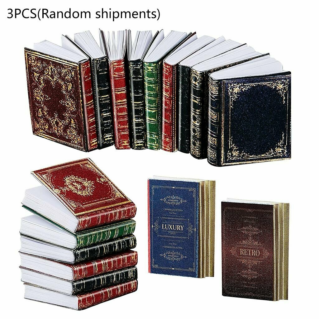 Внутренняя отделка, Миниатюрные классические книги для декора кукольного домика, 3 штуки