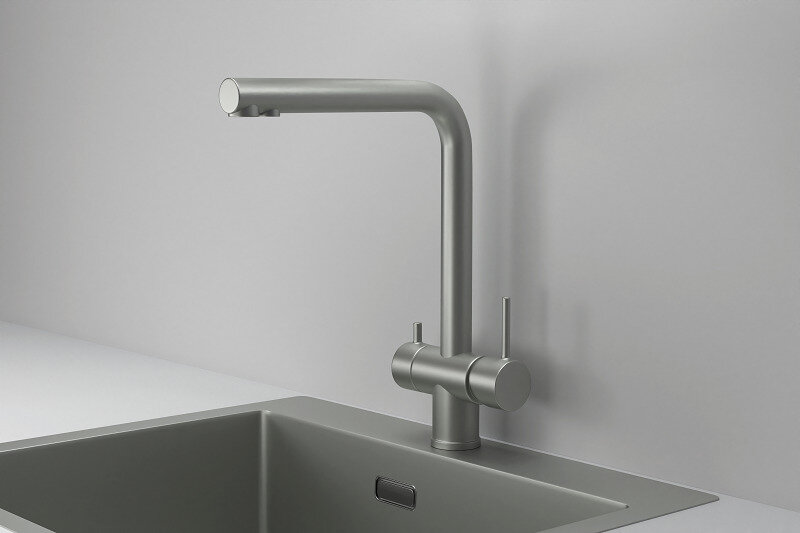 Смеситель для кухонной мойки GRANULA Kitchen Space 7011, сталь матовая