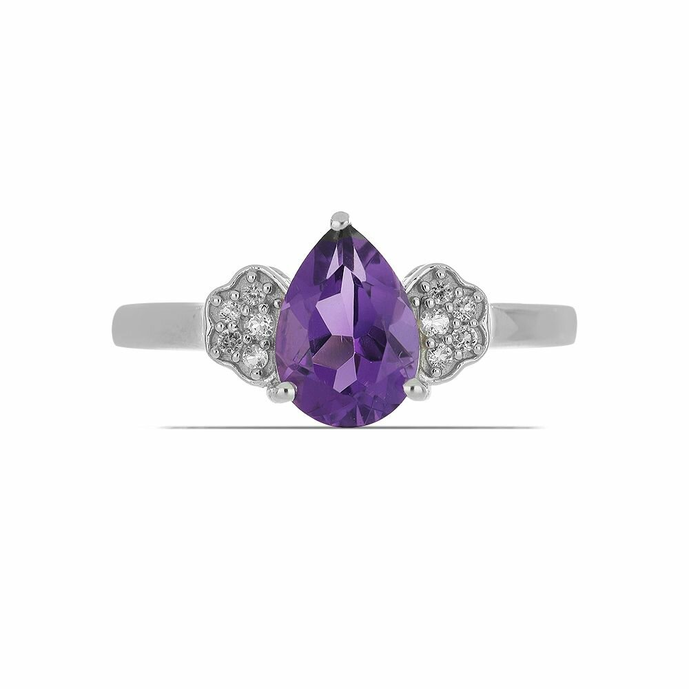 Кольцо, серебро, 925 проба, родирование, аметист, топаз