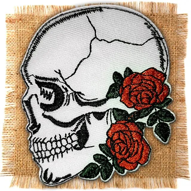 Нашивка на одежду шеврон на клеевой основе череп розы 6.7х7.6см (№51)