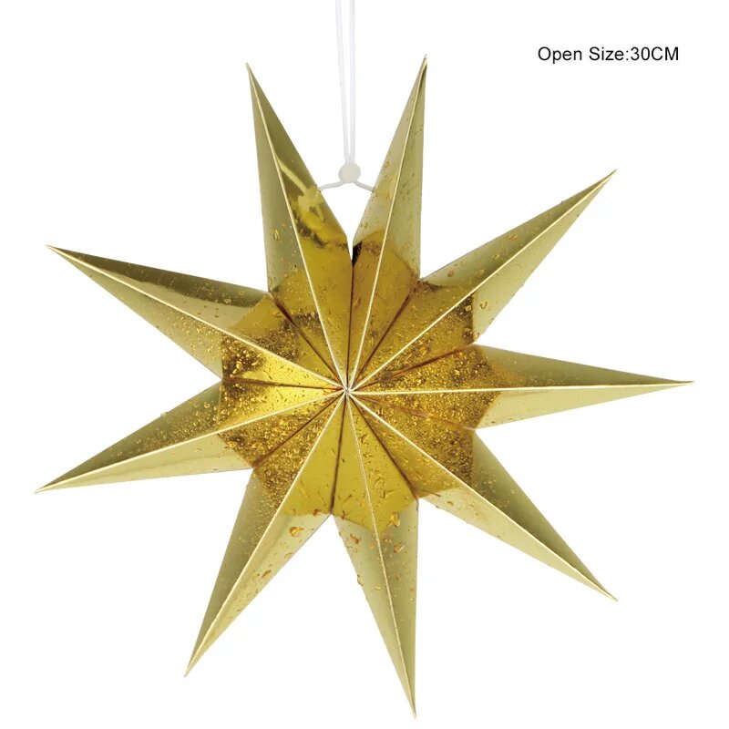 Бумажные звезды для декора 30 см gold