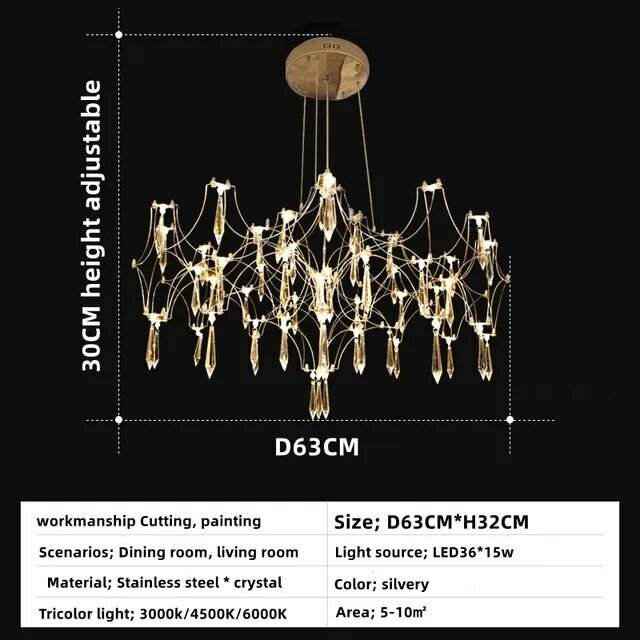 Хрустальная люстра Tongue feast, chandelier Style, Gold 63cm, Warm light