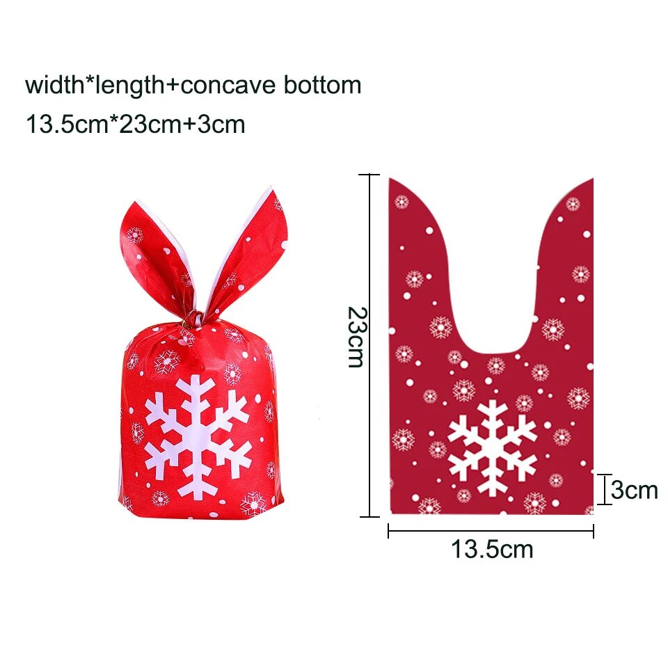 Рождественские подарочные мешки 10шт, Красный Red Snowflake