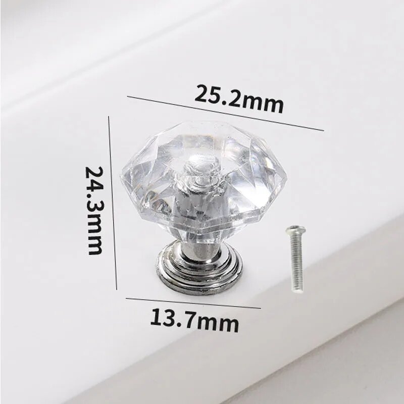 Хрустальные пластиковые ручки для шкафов silvery