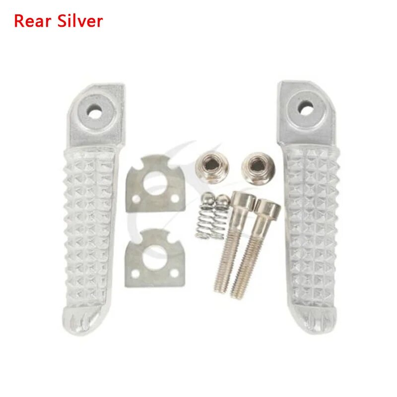 Подножки для мотоцикла, подножки, задние передние для Yamaha YZF R1 Серебряный, Rear Silver