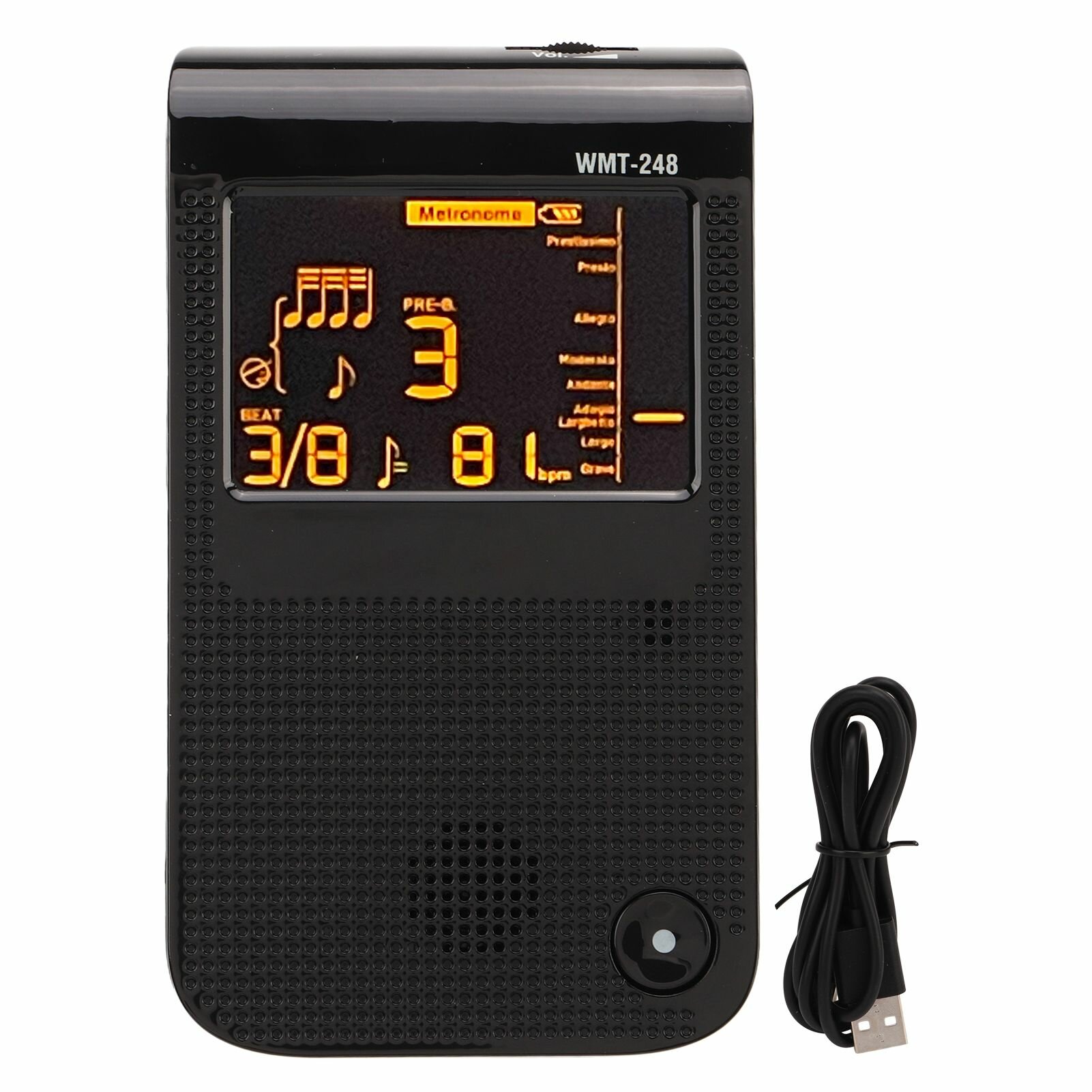 Цифровой метроном AROMA с ЖК-дисплеем 2,2", регулировкой темпа/громкости, голосовым оповещением (аккумуляторный)