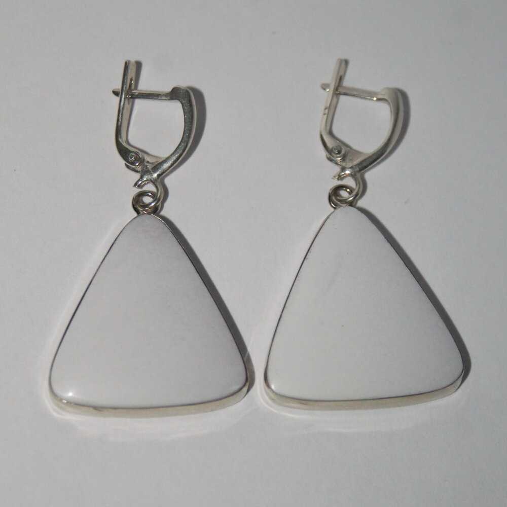 Серьги с подвесками, кахолонг