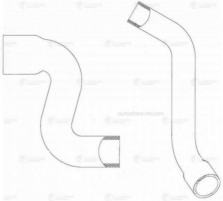 LUZAR LPK0312S Кмпл патрубков охл. для а/м ГАЗон Next с дв. ЯМЗ-5344 Е-4 (силикон 2 шт.) (LPK 0312s)