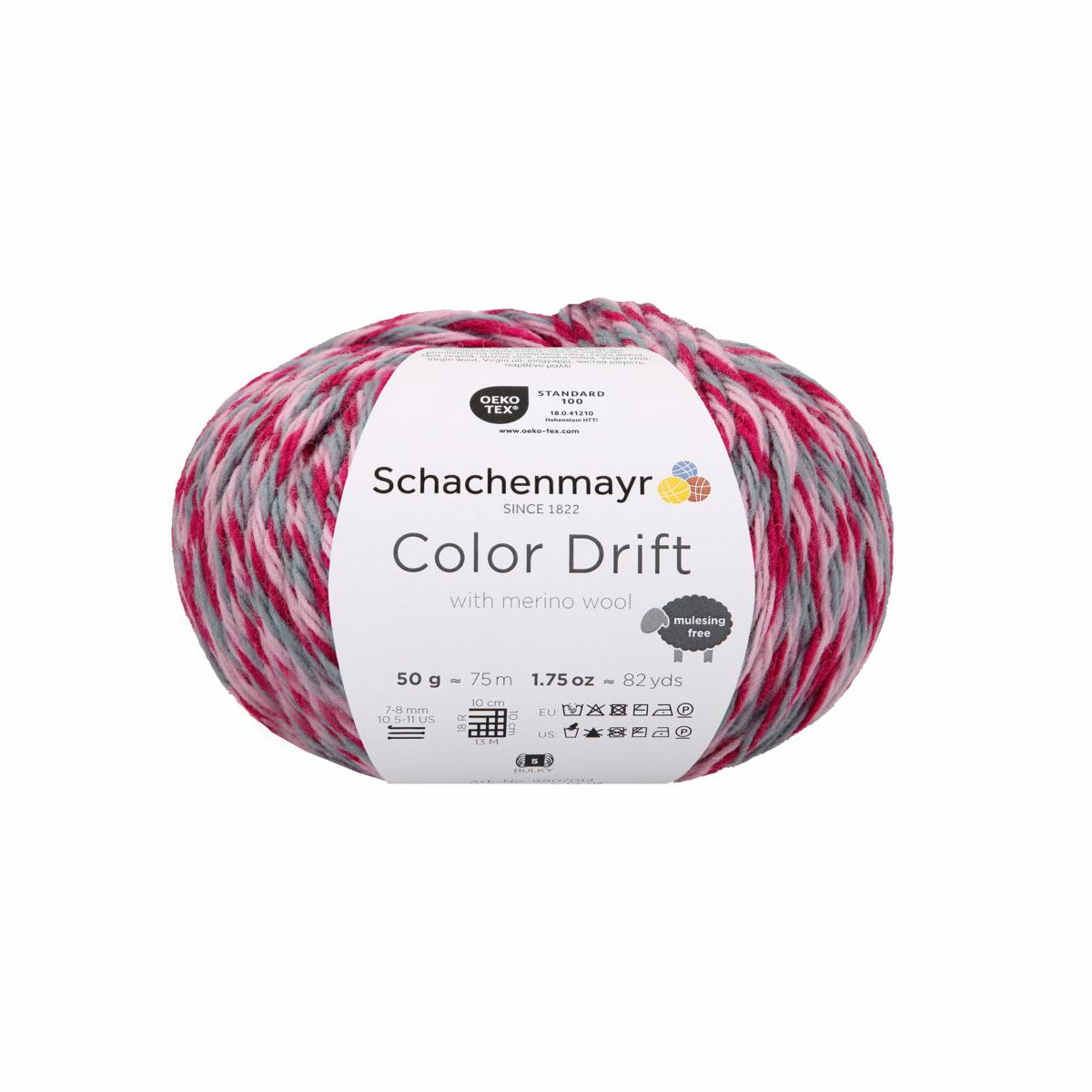 Color Drift /Колор Дрифт/ пряжа Schachenmayr, MEZ, 9807014 (00086, frozen mauve color (цвет замороженный лиловый), розовый/серый/фуксия, New!)