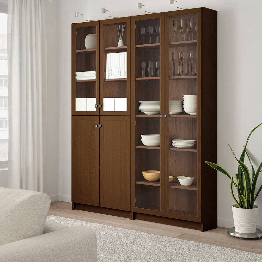 Стеллаж Билли 13 Орех Экко 9459 NEW 160x30x202 см, коричневый GOODFORM