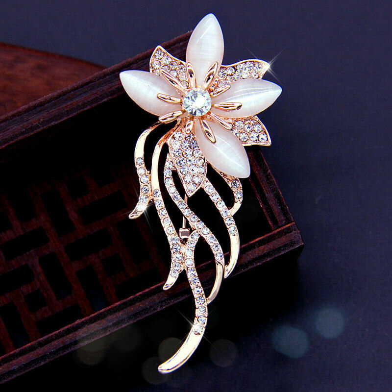 Брошь, кошачий глаз синтетический