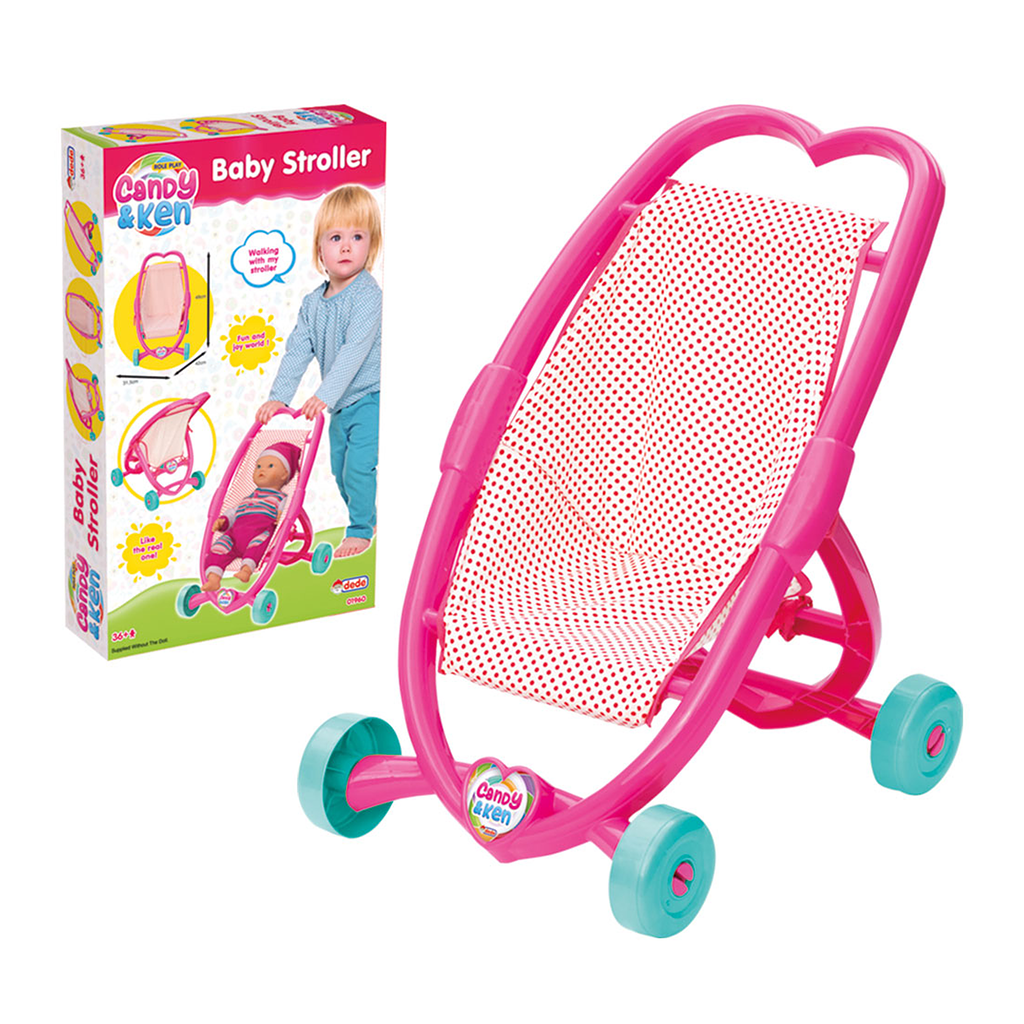 Коляска кукольная Candy baby, розовая, для кукол до 50 см, легкая и удобная