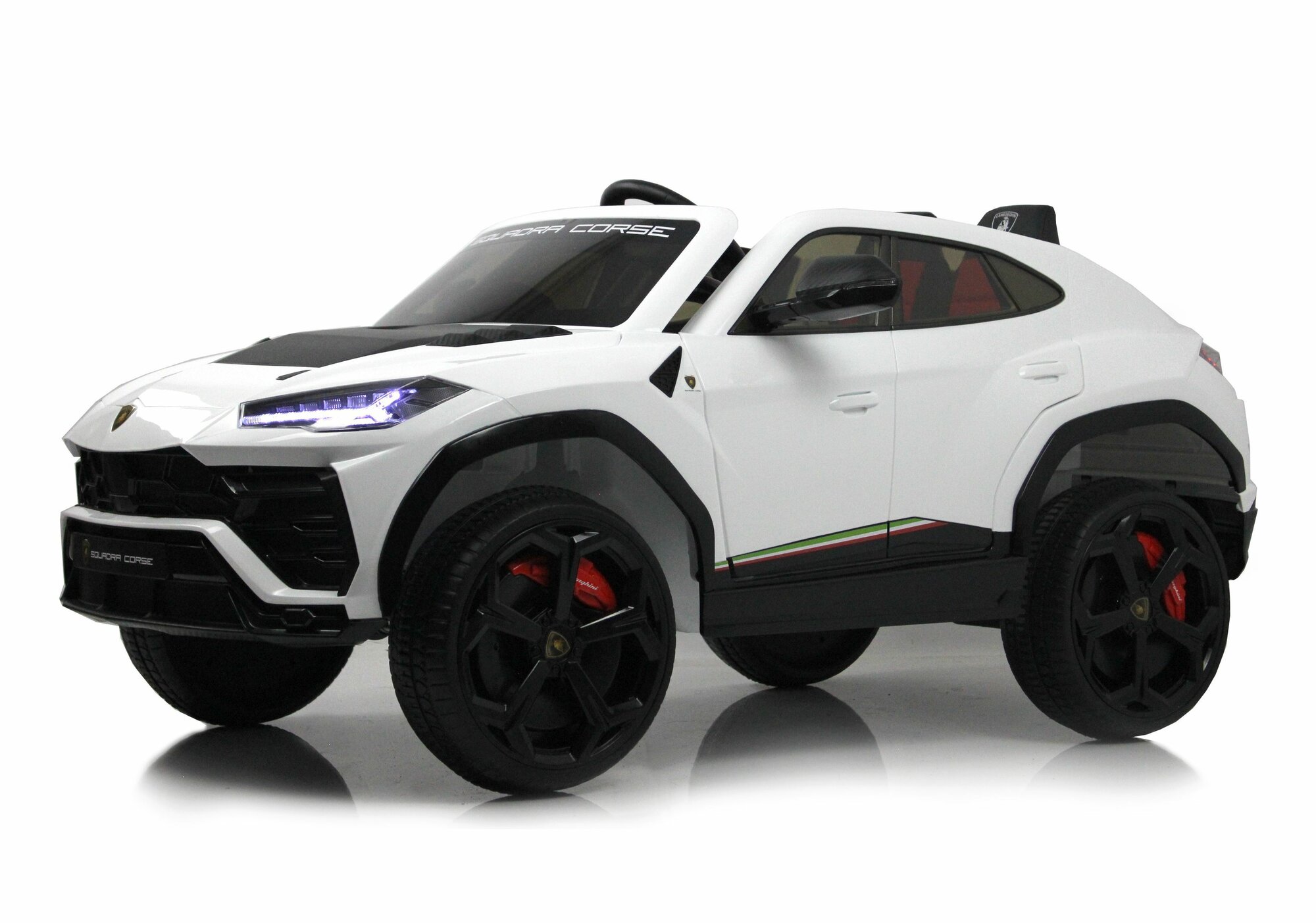 Детский электромобиль Rivertoys Lamborghini Urus (E777EE) с дистанционным управлением, одноместный, полноприводный белый