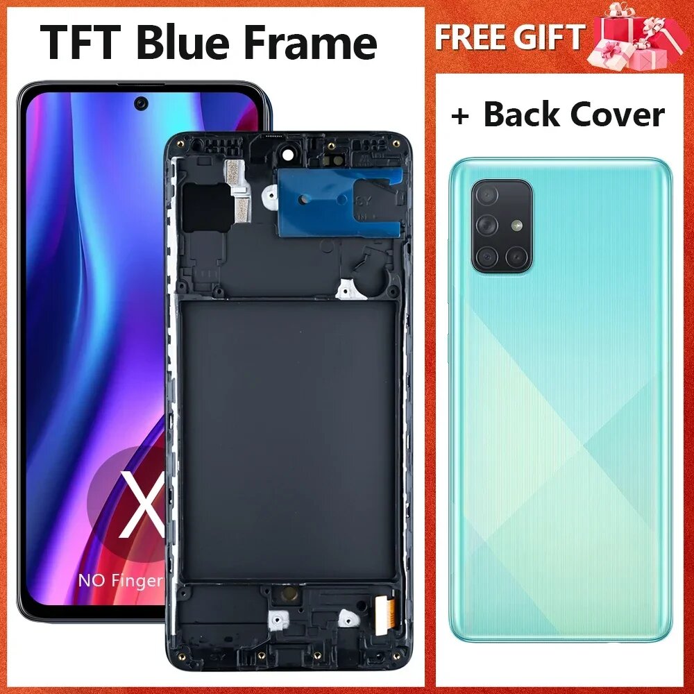 AMOLED для Samsung A71, замена дисплея с рамкой, для Samsung A715 A715F A715FD, ЖК-дисплей, дигитайзер сенсорного экрана в сборе