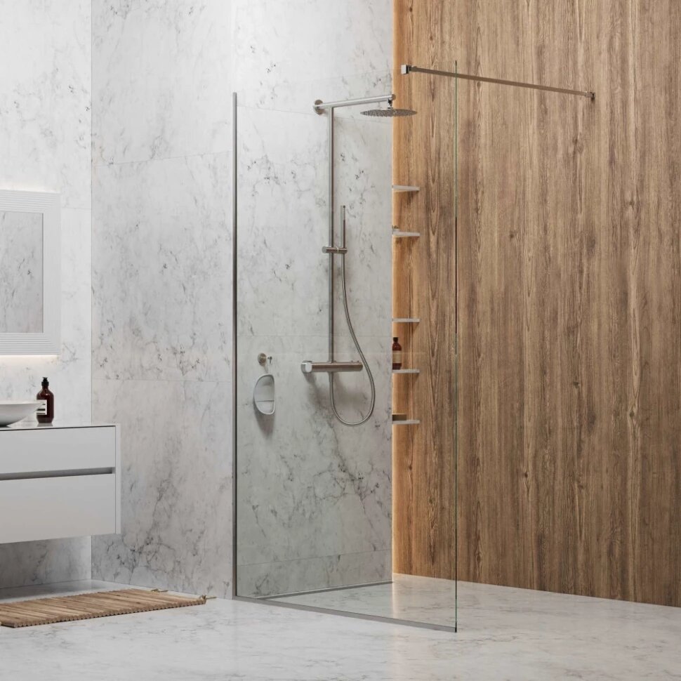 Душевая перегородка Berges Sky 064001 80 см, профиль хром, стекло прозрачное