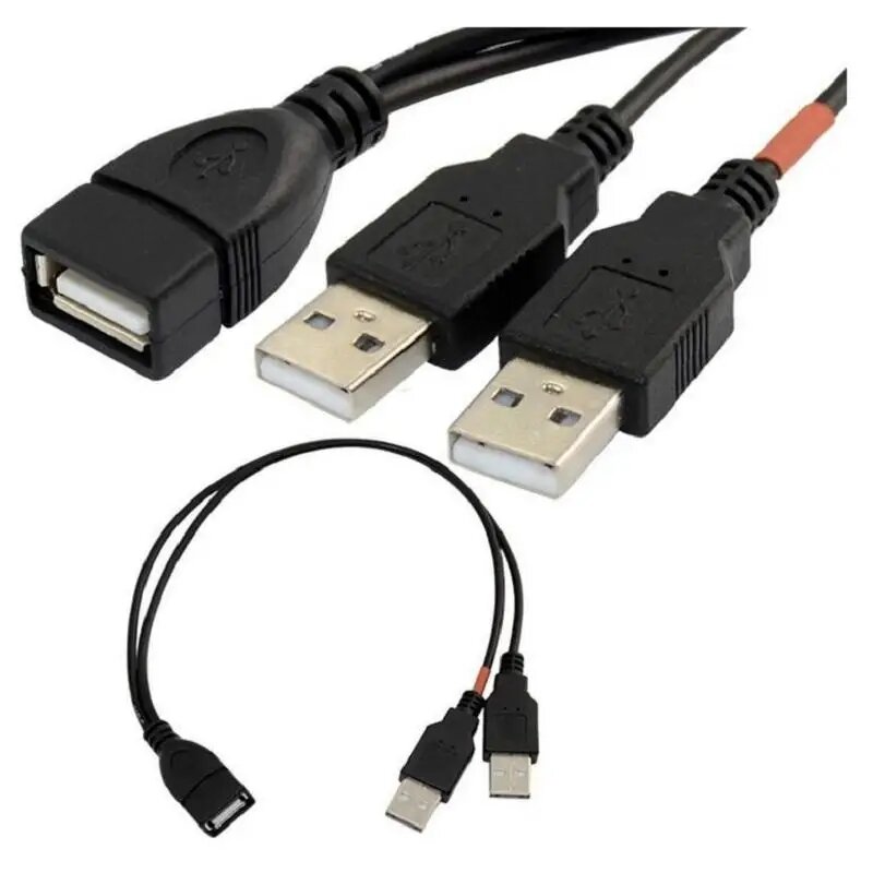 USB2.0 линия передачи данных Y-образная линия USB Одна точка Две линии USB2.0 AF/2*AM USB Один разъем «мама» Сплит-разъем «папа» Две линии