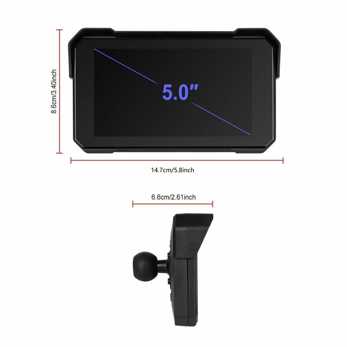 5-дюймовый портативный экран GPS-навигации для мотоцикла, беспроводной Carplay