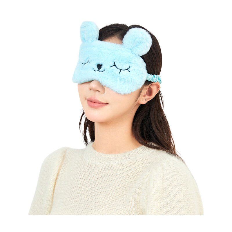 Маска для сна в виде милого кролика, плюшевая маска для сна с ушками кролика, мягкая и удобная повязка для сна, путешествий и короткого сна, лёгкая и уютная повязка для женщин и девочек