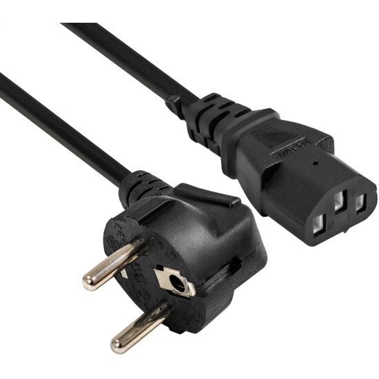 Кабель питания Exegate Power PC-1,8P Евровилка угловая Schuko->C13, VDE-250V-3*1.0mm2, медь, черный, 16A, 1.8м