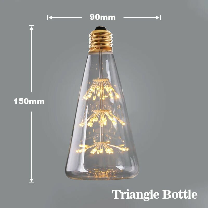 LED Лампа Эдисон "Звездное небо" Triangle Bottle 3W