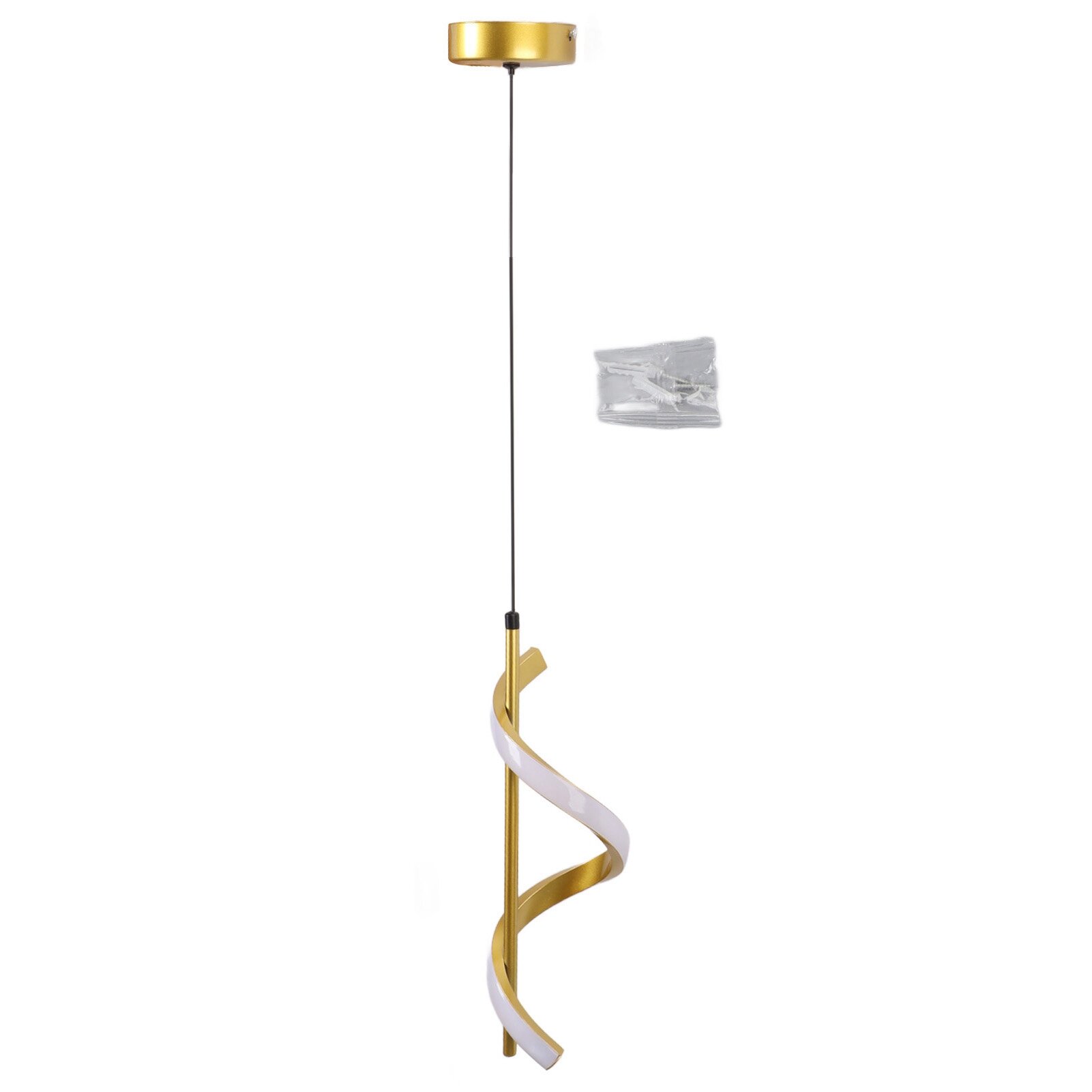 Спиральный подвесной светодиодный светильник золотистого цвета, высокая яркость, защита для глаз, теплый свет 85-265V для гостиной, кафе, дома