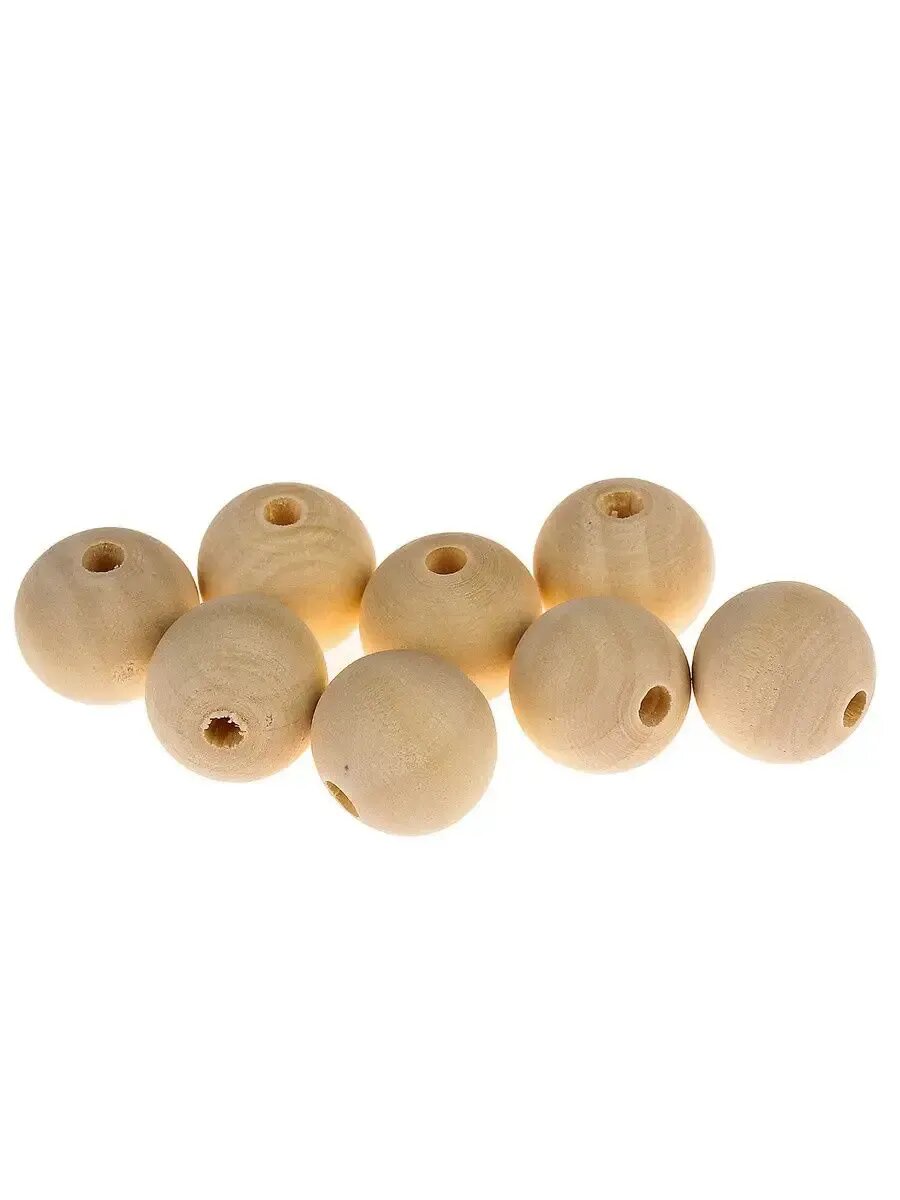 Бусины деревянные d=20 мм (±1 мм) (набор 8 шт) без покрытия