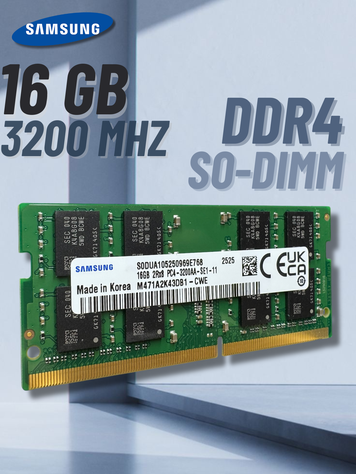 Оперативная память для ноутбука Samsung 16ГБ DDR4 3200 МГц SODIMM M471A2K43DB1-CWE CL22