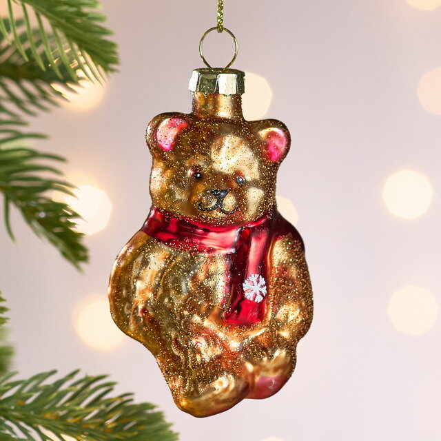 Елочная игрушка Медведь Томас в красном шарфе 8 см, стекло, Winter Deco, 5030153