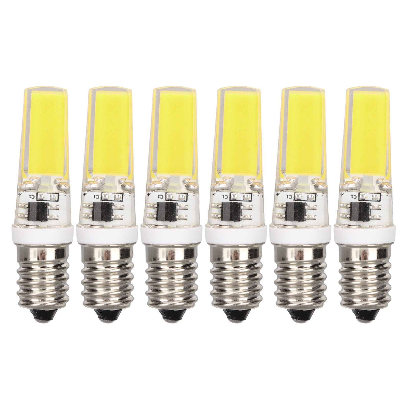 6pcs E14 лампа Cob Mini 360 градусов. Освещение тепловая тепло Силиконовый анти -блик для люстры потолочный свет холодный белый свет 6500K