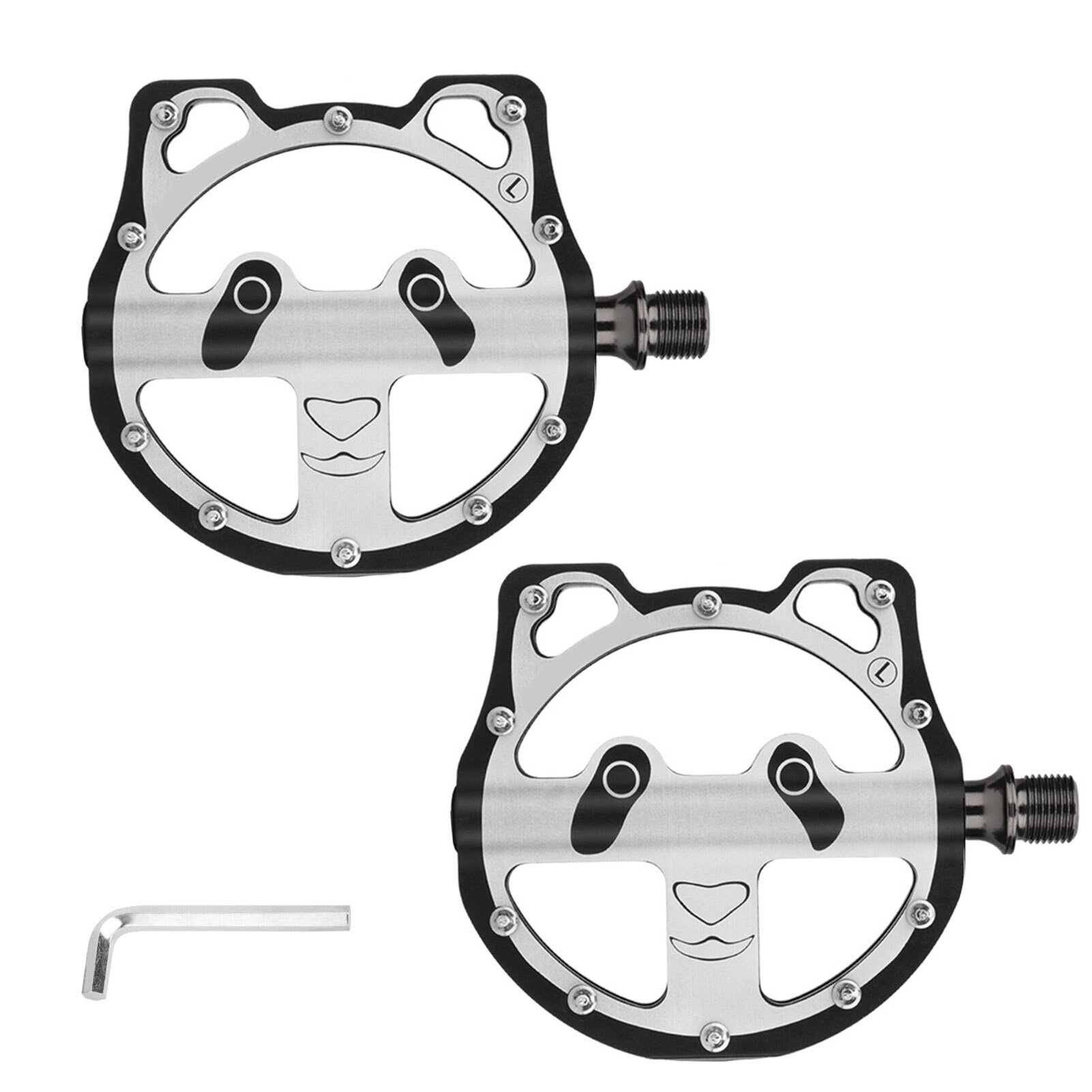 Педали Panda Bike из алюминиевого сплава с ЧПУ, универсальные, с противоскользящими штифтами для шоссейных горных велосипедов, версия DU+Peel, чёрные, одна пара