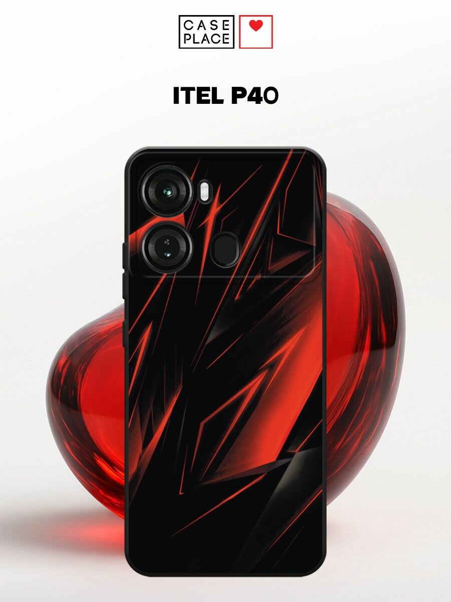 Черный матовый чехол на Itel P40 / Ител P40 с принтом Текстура