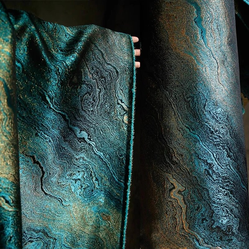Celadon Green Gold Weave Jacquard Brocade Fabric 100% Polyester