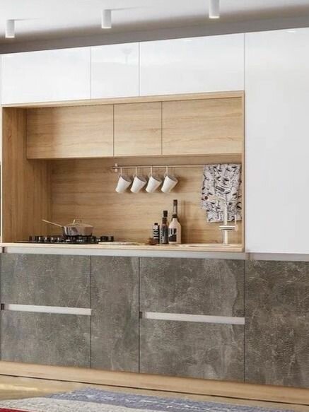 Кухонный гарнитур 2,6м (к.2) Карина белый глянец/бетон темный со столешницей МИФ