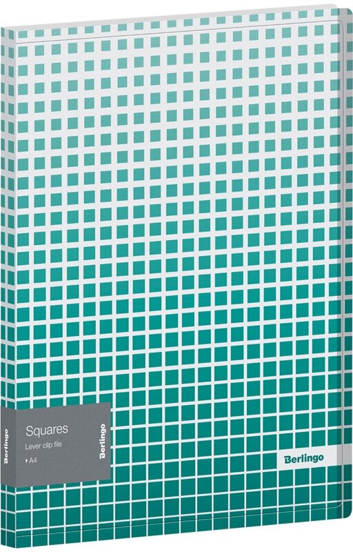 Папка Berlingo Squares, А4, файловая, пластик, с зажимом, зелёная, 1 шт