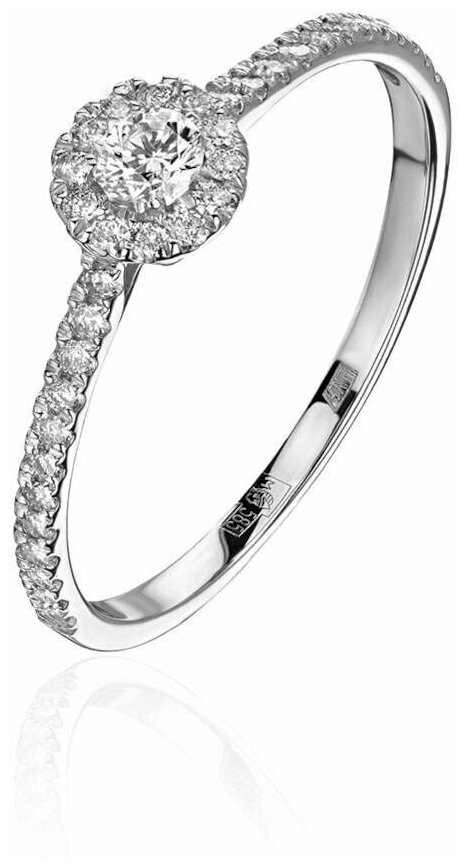 Кольцо помолвочное, белое золото, 585 проба, родирование, бриллиант