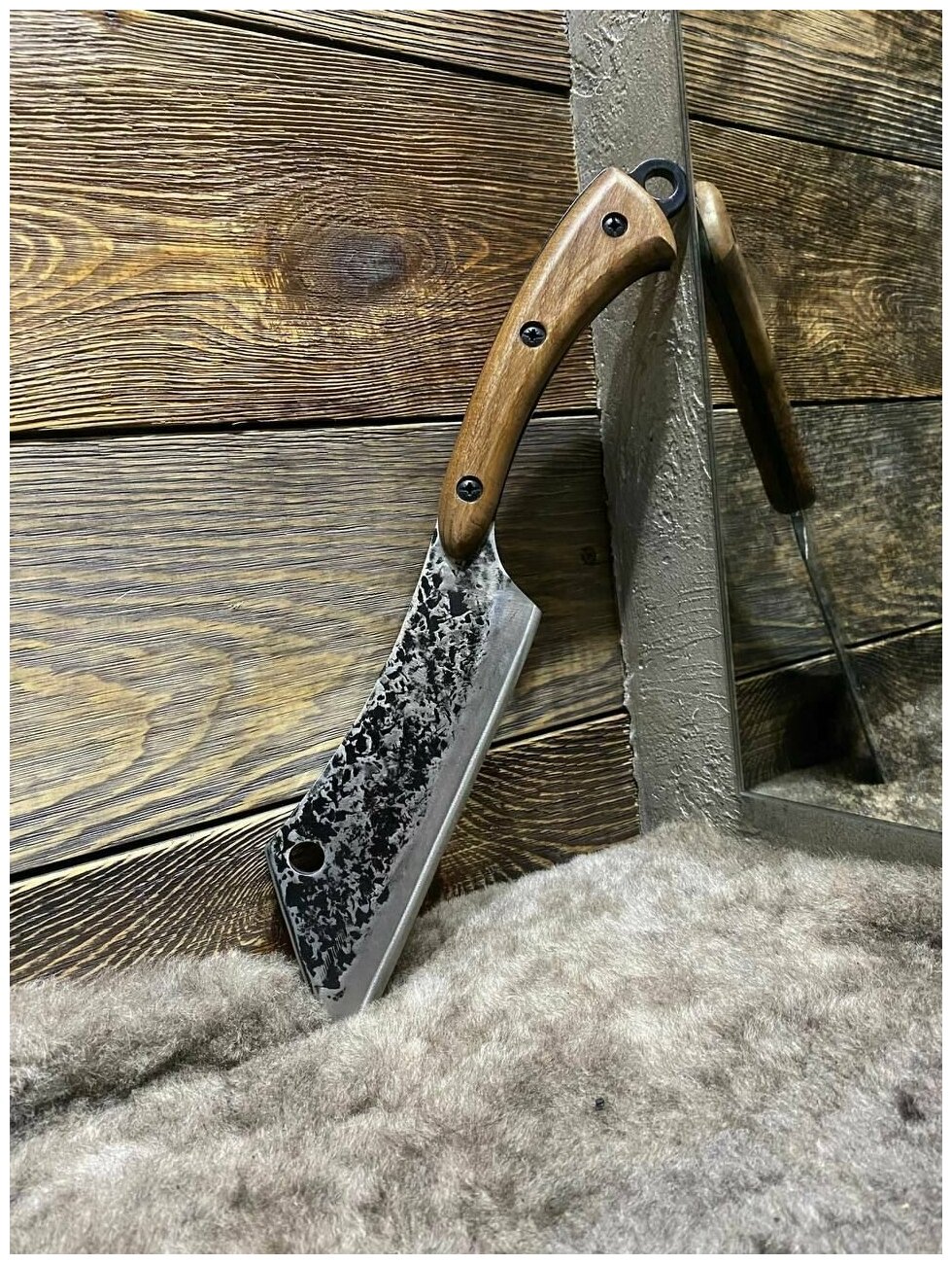 Нож-тяпка для рубки с кольцом