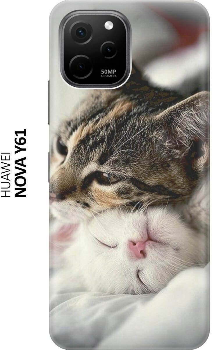 Силиконовый чехол на Huawei nova Y61, Хуавей У61 с принтом "Милые котики"