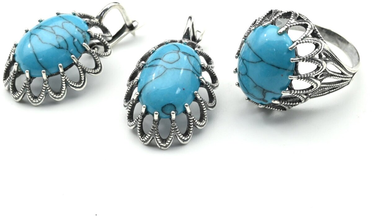 Комплект бижутерии, бирюза