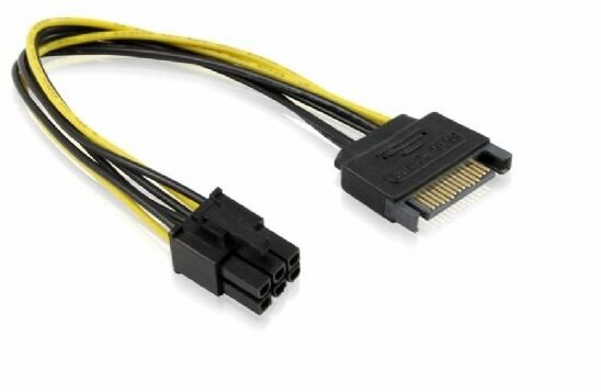 Кабель питания 0.15m SATA GCR SATA 15pin / ATX 6pin