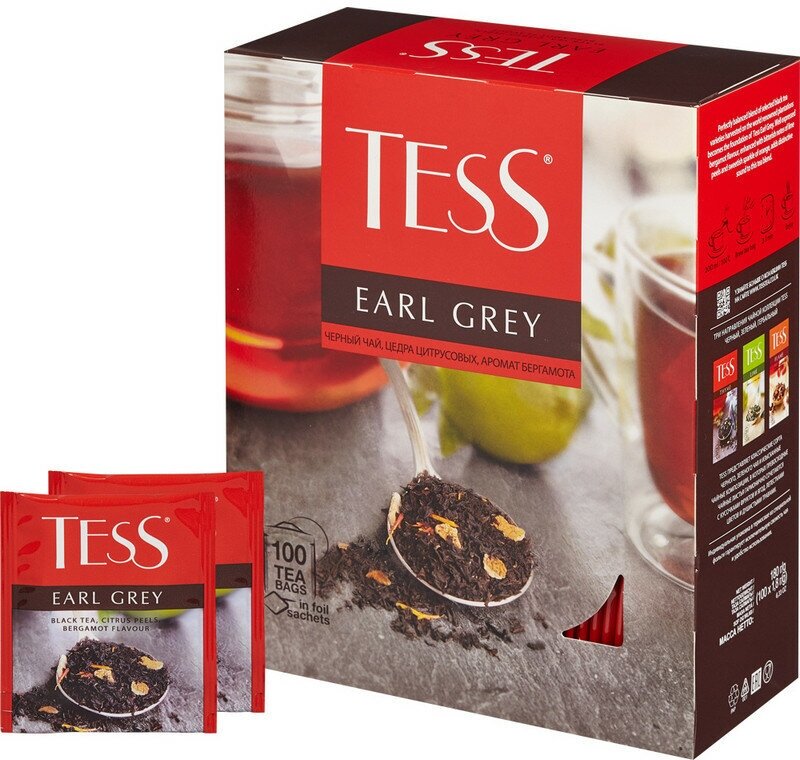 Чай TESS Эрл Грей 100 пак/уп 730058