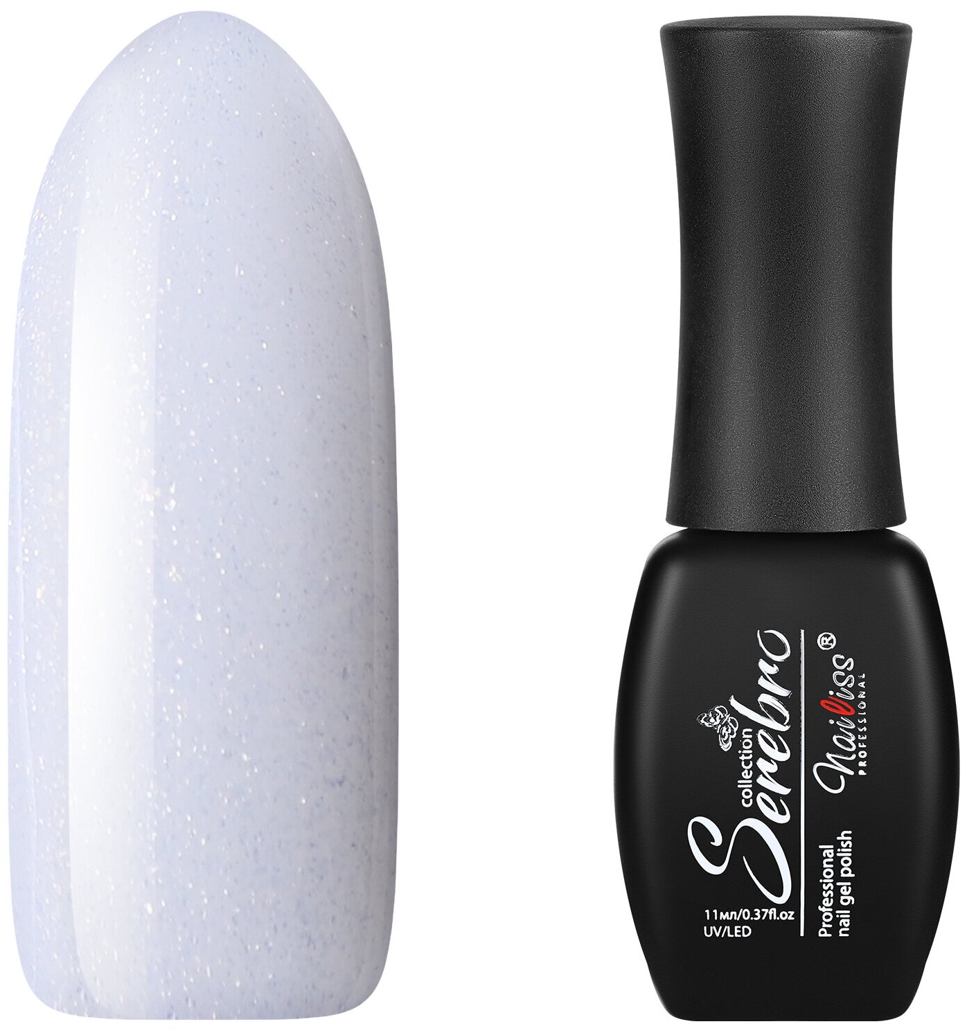 Гель-лак для ногтей Serebro с блестками, гипоаллергенный, плотный, насыщенный белый, 11 мл