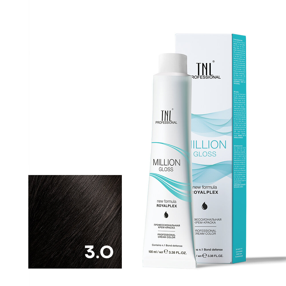 Крем-краска для волос TNL Million Gloss 3.0 Темный коричневый 100 мл