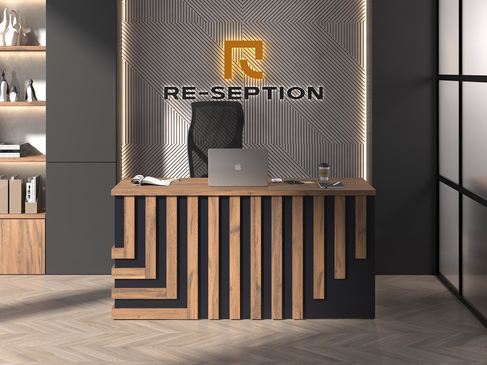 Письменный стол Нептун / Черный / Юстус / 1500х750х600